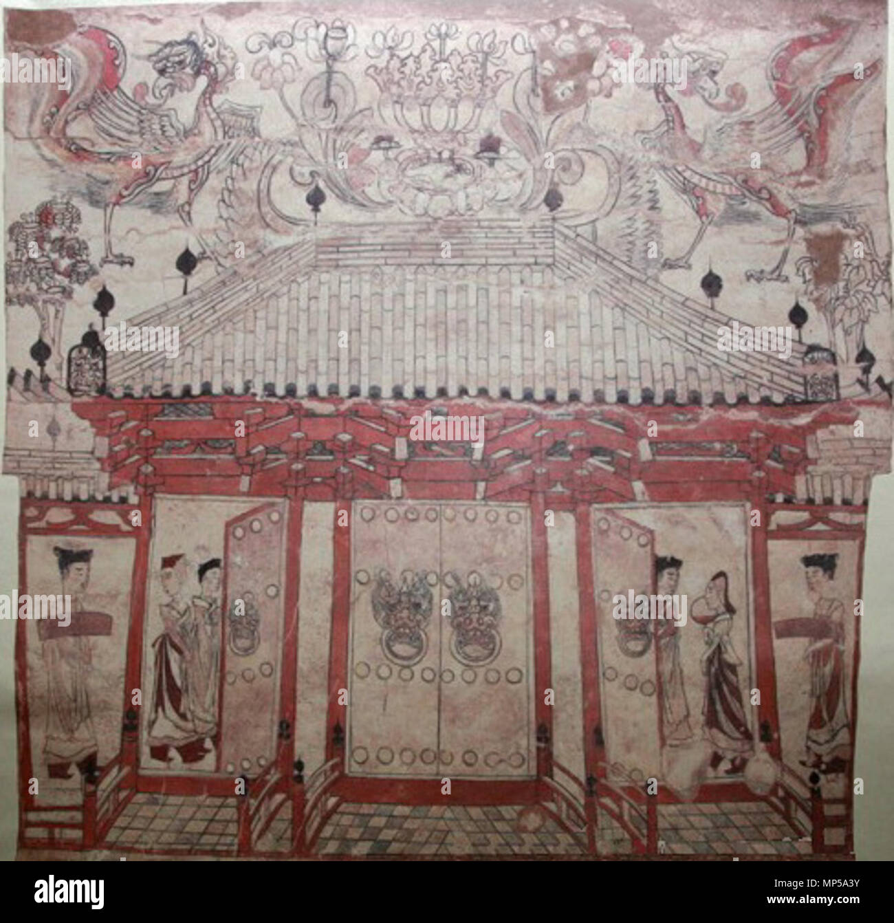 . English: Mural from a tomb of Northern Qi Dynasty in Jiuyuangang ...