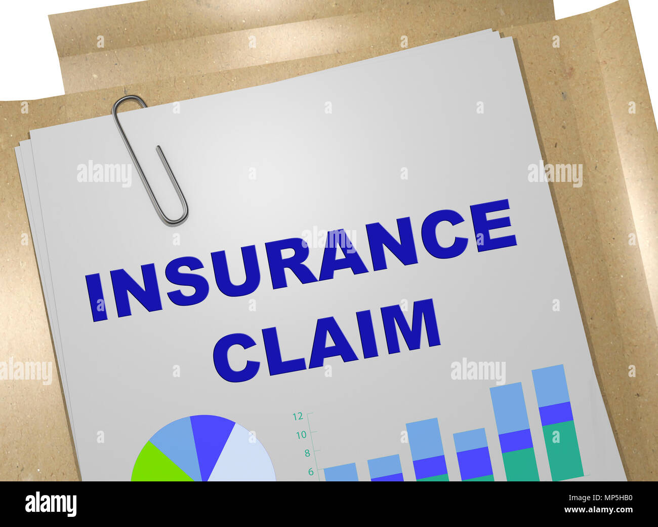 3D illustration of INSURANCE CLAIM title on business document Stock ...