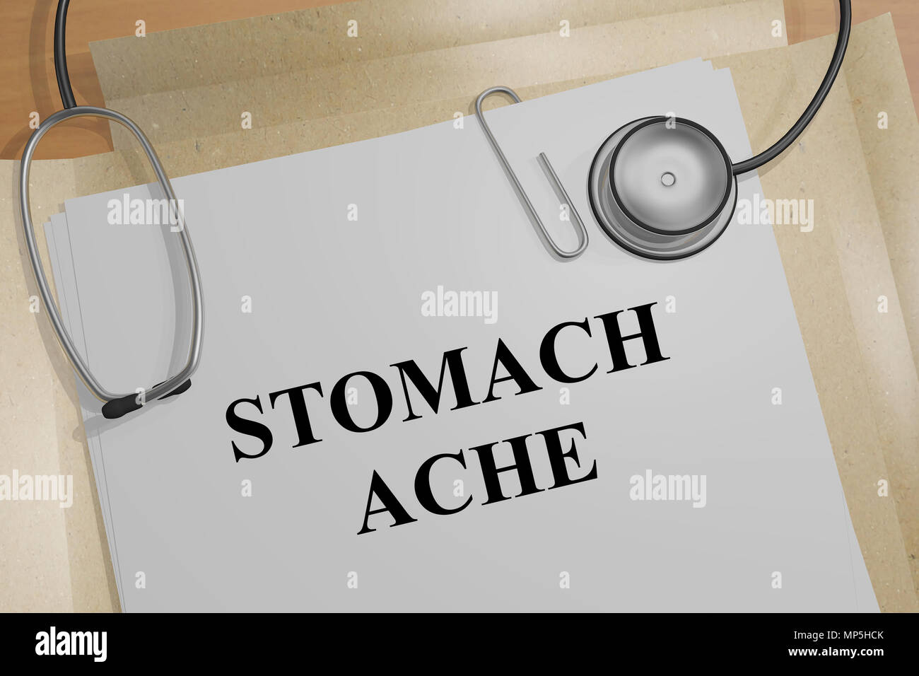 3D illustration of STOMACH ACHE title on a medical document Stock Photo ...