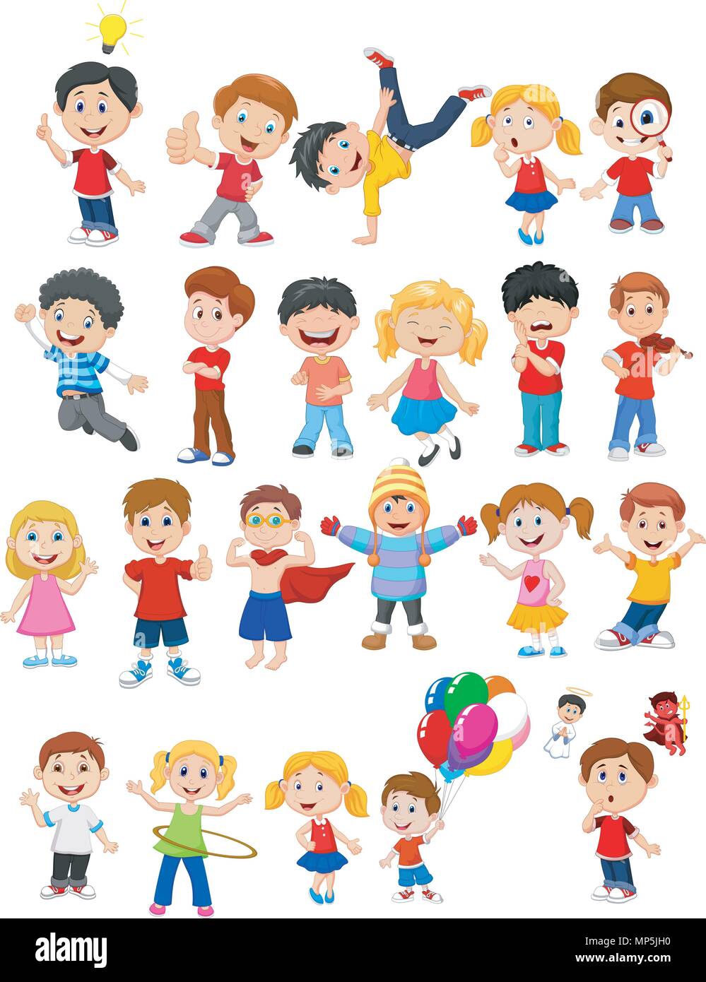 Cartoon kids with different pose and expression Stock Vector Image ...