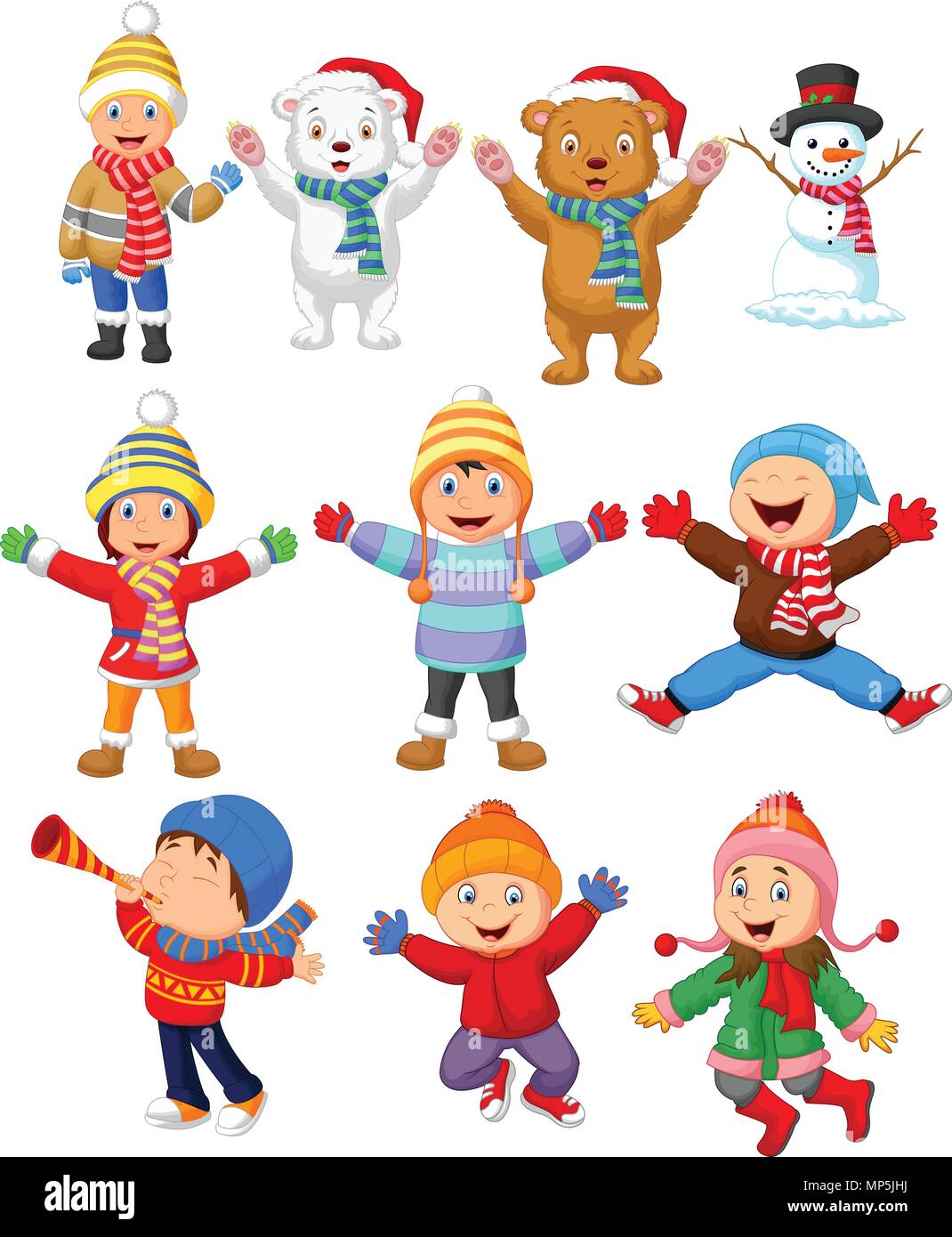 Little kids wearing winter clothes Stock Vector Image & Art - Alamy