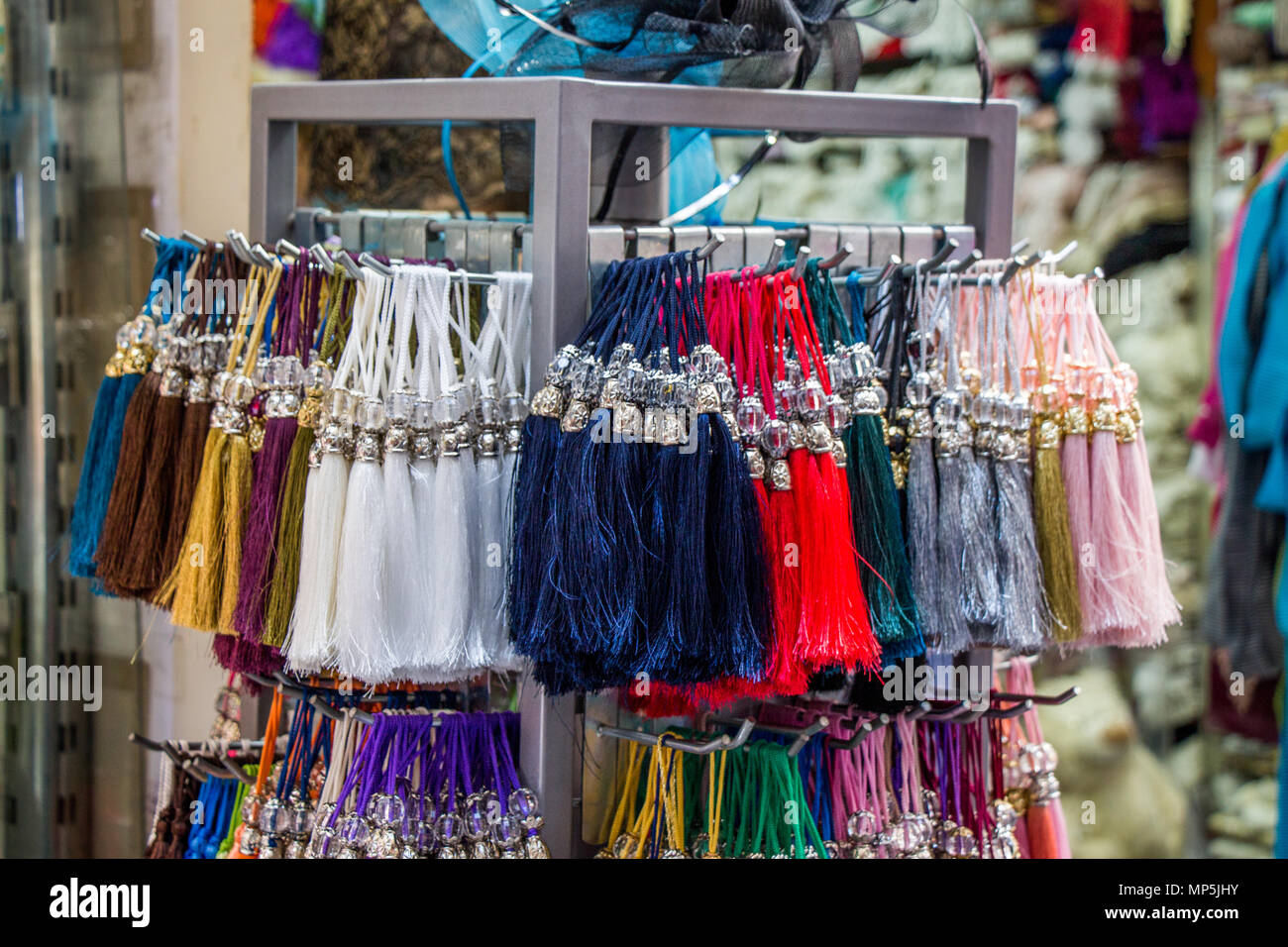 Selection of Ottoman Turkish traditional tassels in various colors ...