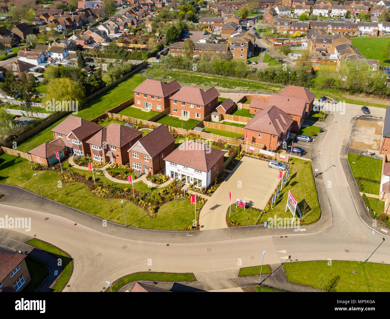 Aerial views of Redrow Homes development, The Parsonage, located in ...