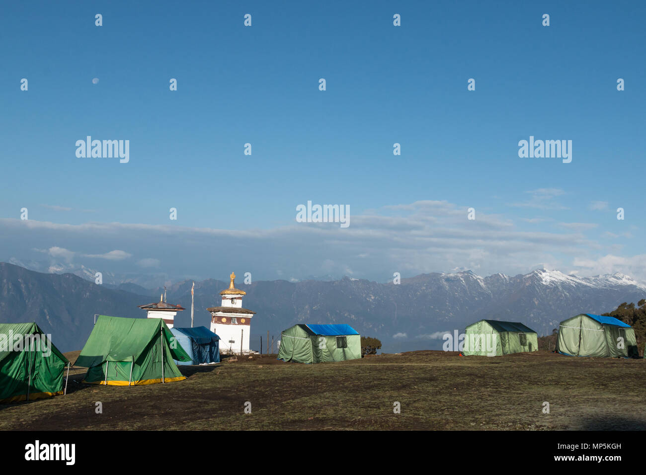 High altitude campsite used for tourists hiking on the Bumdra trek near ...