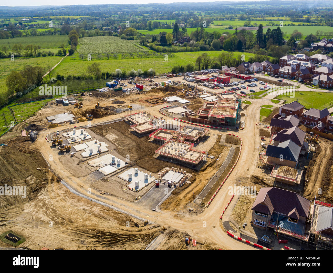 Aerial views of Redrow Homes development, The Parsonage, located in ...