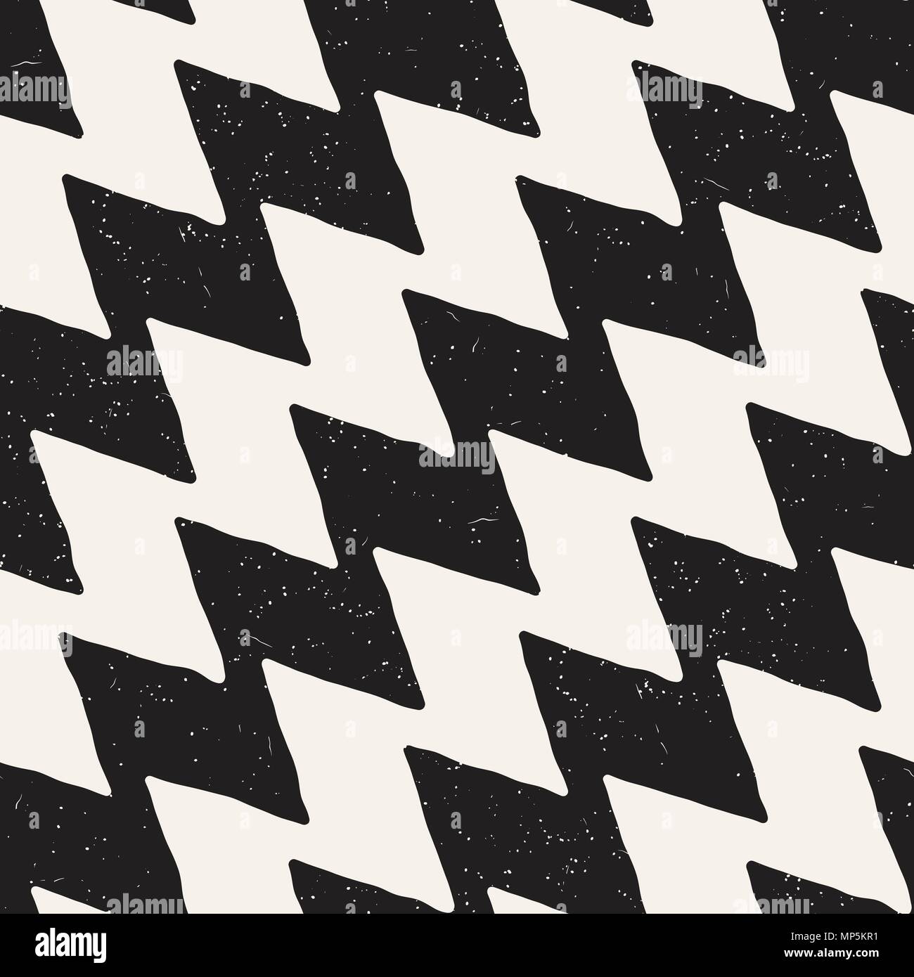 Hand drawn style abstract seamless pattern in black and white. Retro ...