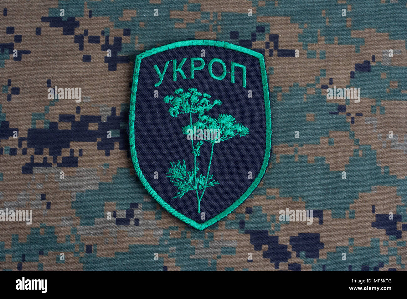 KIEV, UKRAINE - July, 16, 2015. Ukraine Army unofficial uniform badge ...