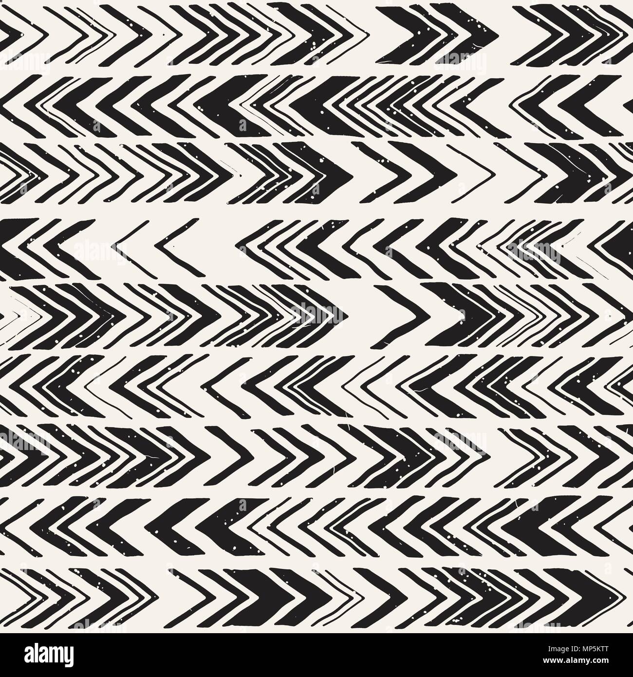 Vector seamless freehand pattern. Doodle monochrome print with hand ...