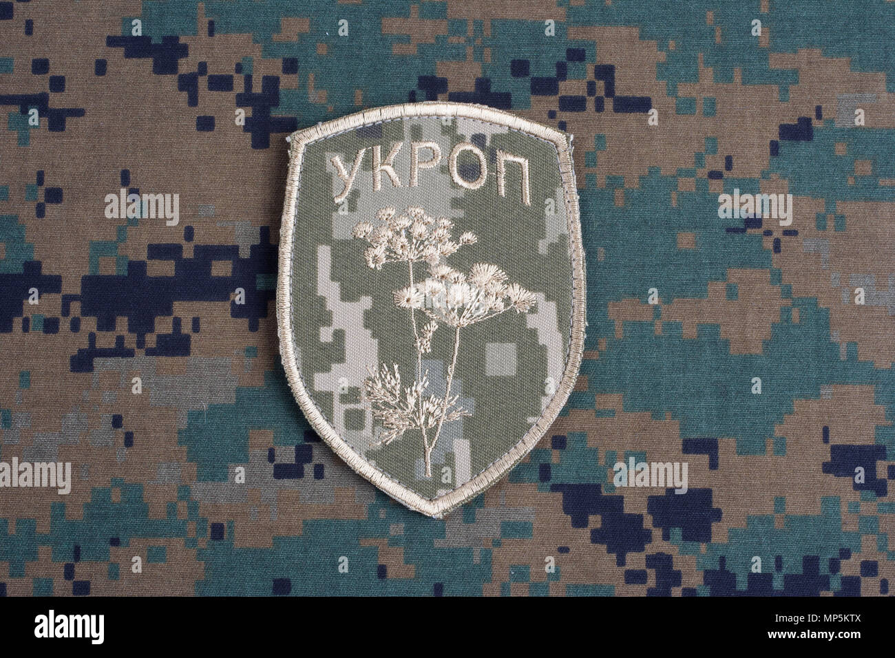 KIEV, UKRAINE - July, 16, 2015. Ukraine Army unofficial uniform badge ...