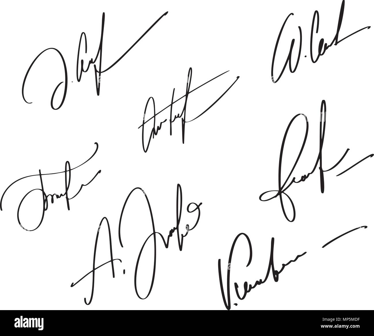 Manual signature for documents on white background. Hand drawn ...