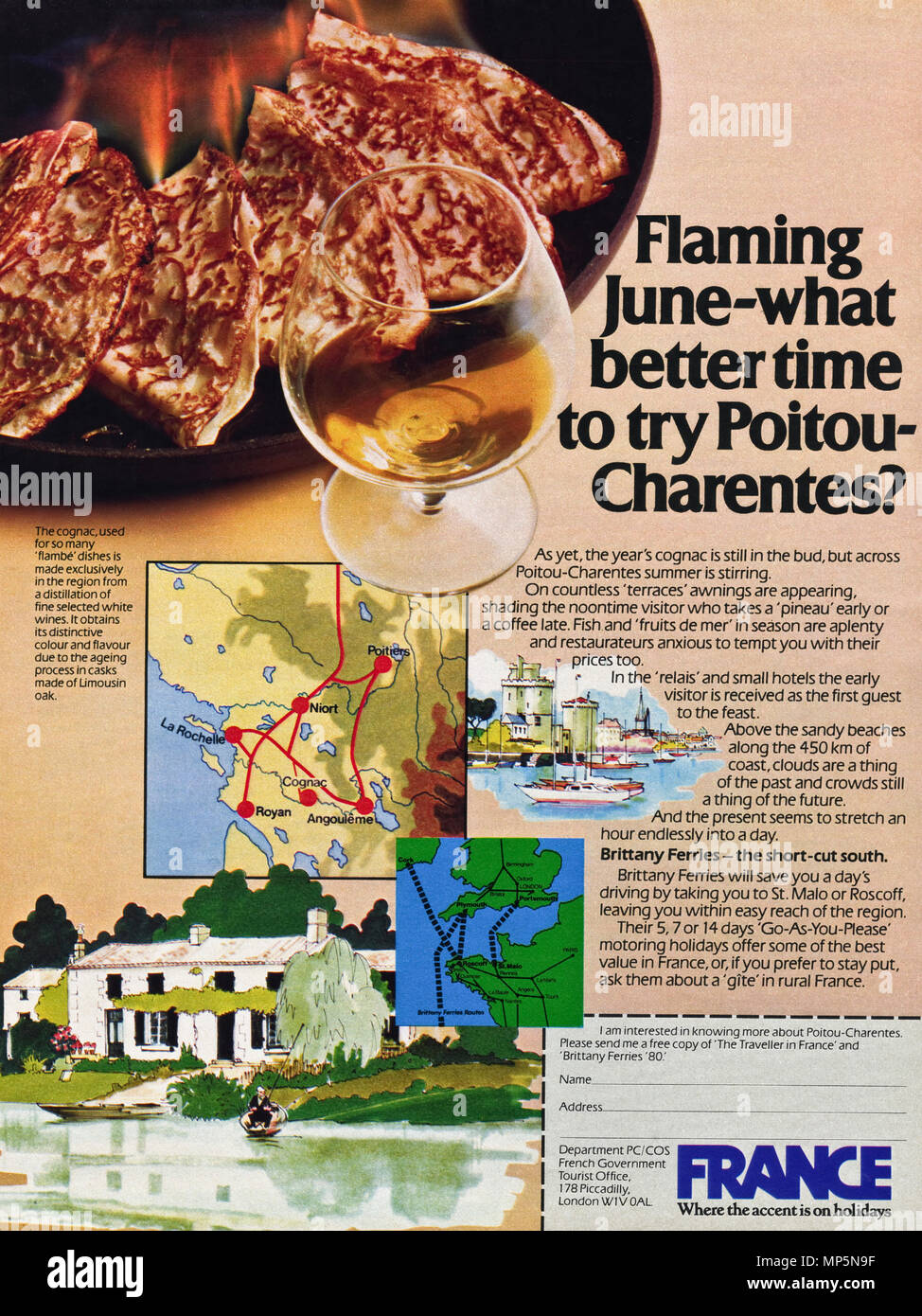1980s original old vintage advertisement advertising France tourism ...