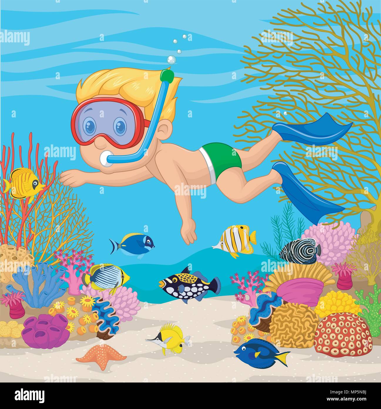 Little boy snorkeling Stock Vector Image & Art - Alamy
