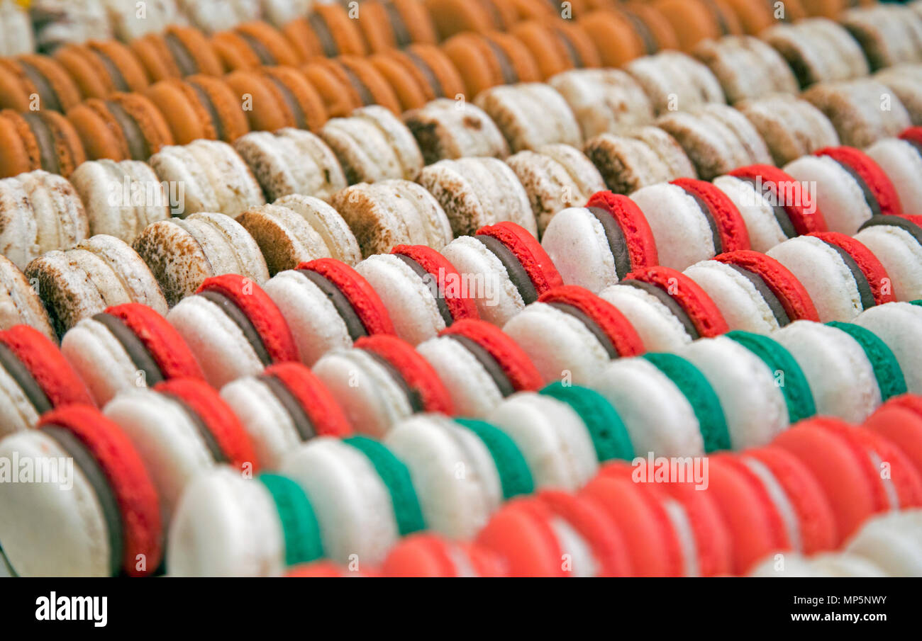 Colourful Macarons shot close up in landscape format Stock Photo - Alamy