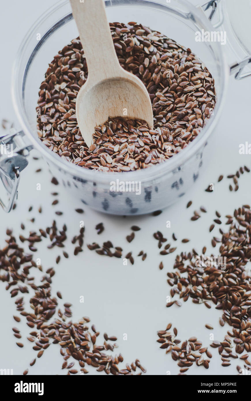 Bowl full of brown flaxseed or linseed. Cereals. Vitamins. Healthy food Stock Photo - Alamy