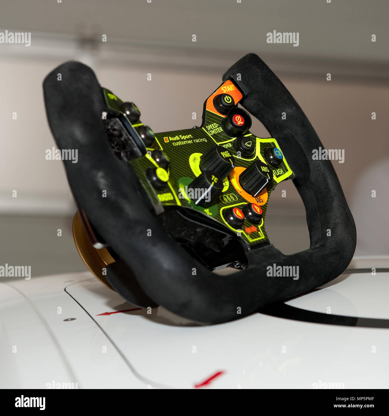 steering wheel of race car | Lenkrad von Rennwagen Stock Photo - Alamy