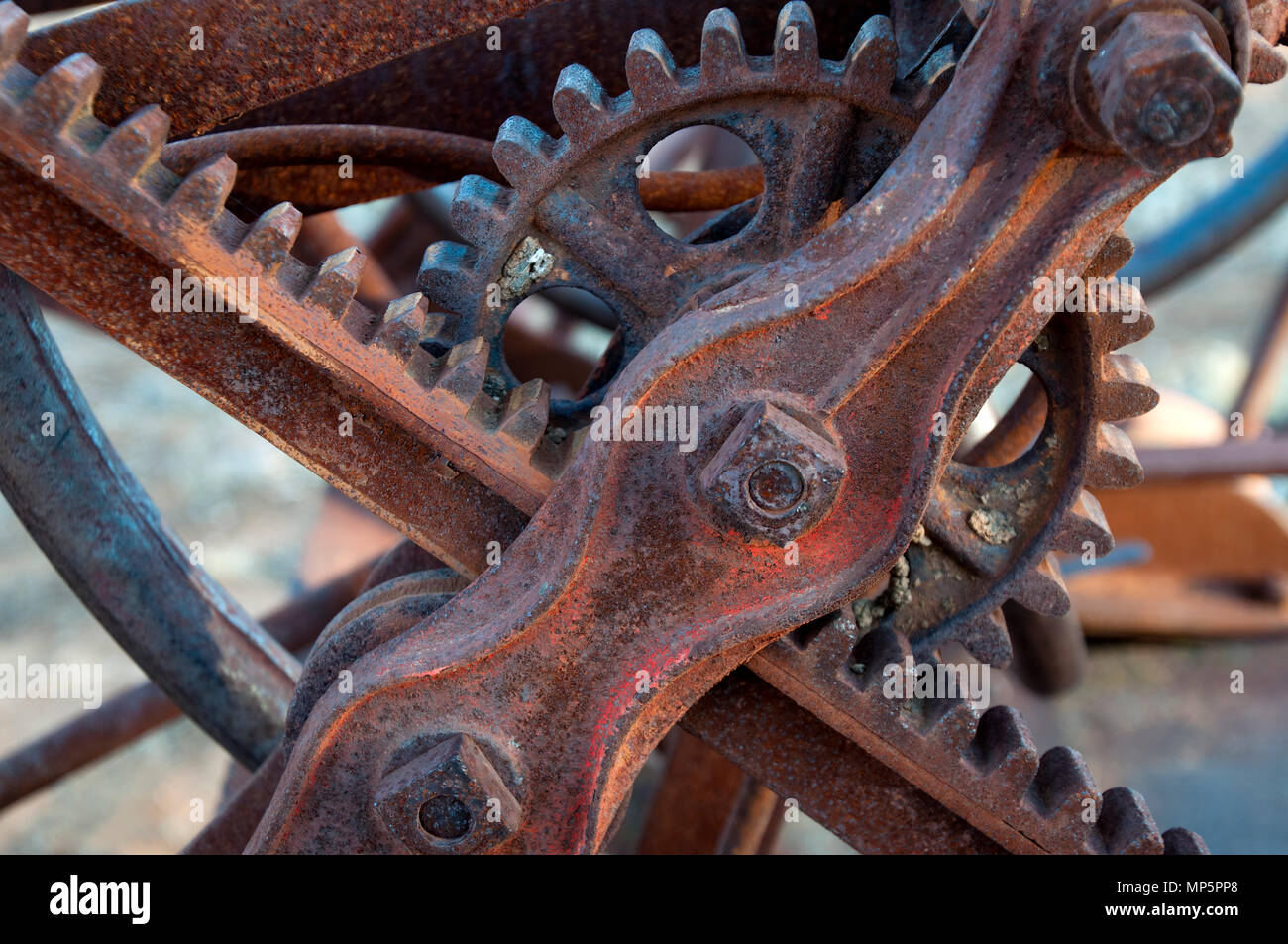 Quorn South Australia, closeup of farm equipment mechanisms in the late ...