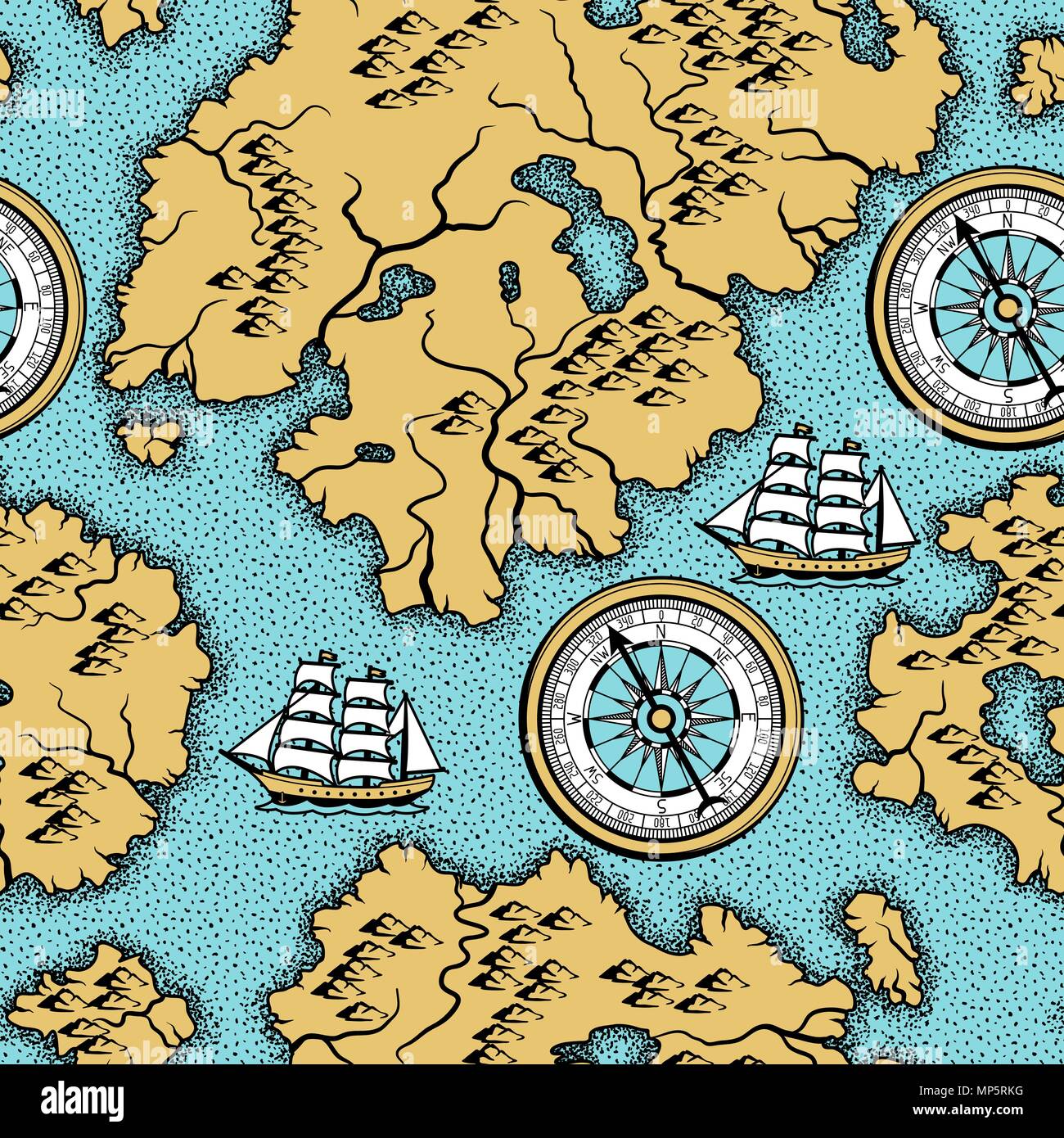 Seamless pattern with old nautical map Stock Vector Image & Art - Alamy