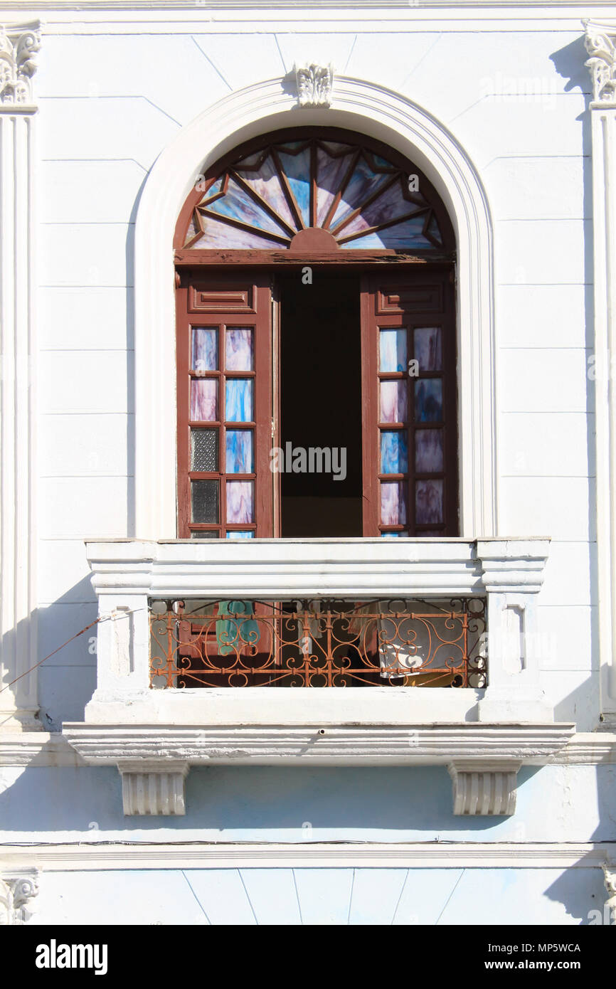 Building facade from typical old havana architecture hi-res stock ...