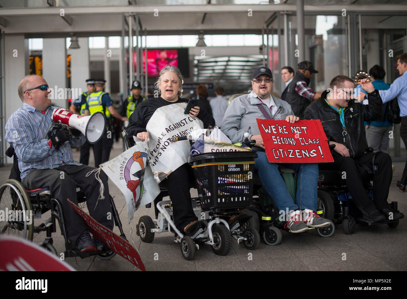Disability campaigners stage a protest at London Bridge station in the ...