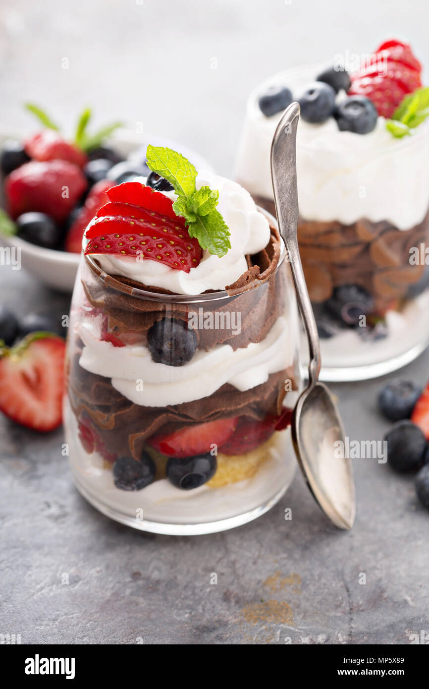Chocolate pudding layered dessert Stock Photo - Alamy