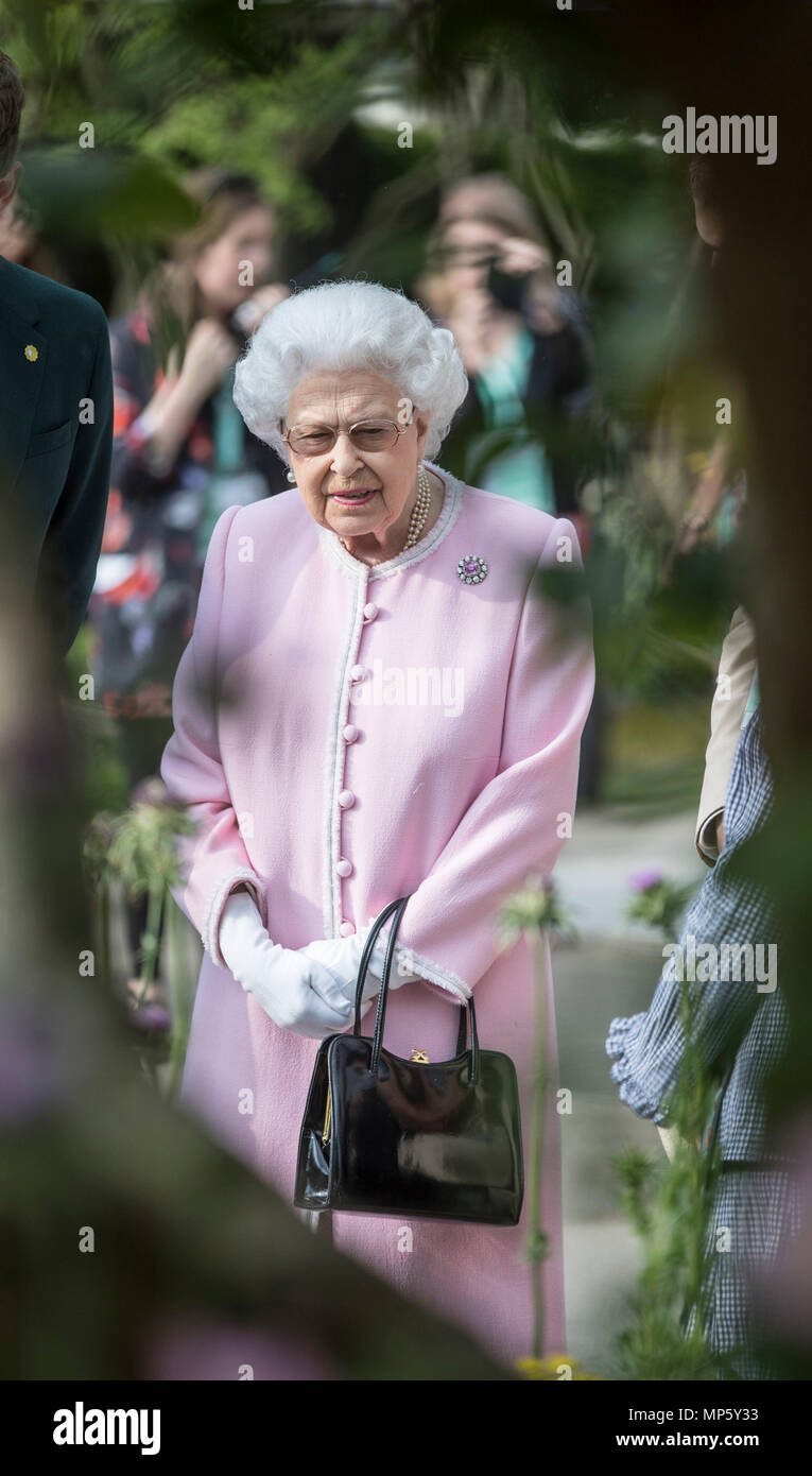 Queen Elizabeth II during her visit to the RHS Chelsea Flower Show at ...