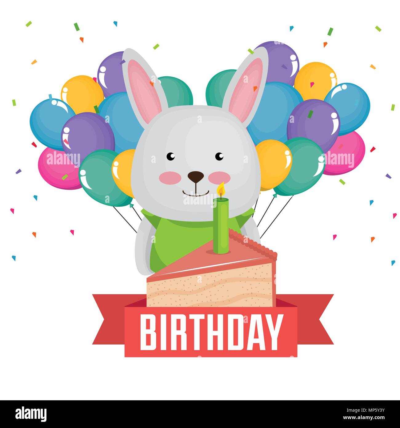 happy birthday card with cute rabbit Stock Vector Image & Art - Alamy