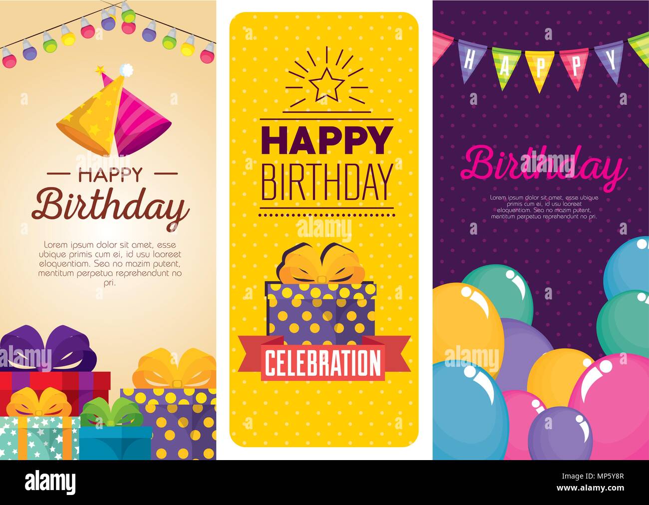 birthday celebration set icons Stock Vector Image & Art - Alamy