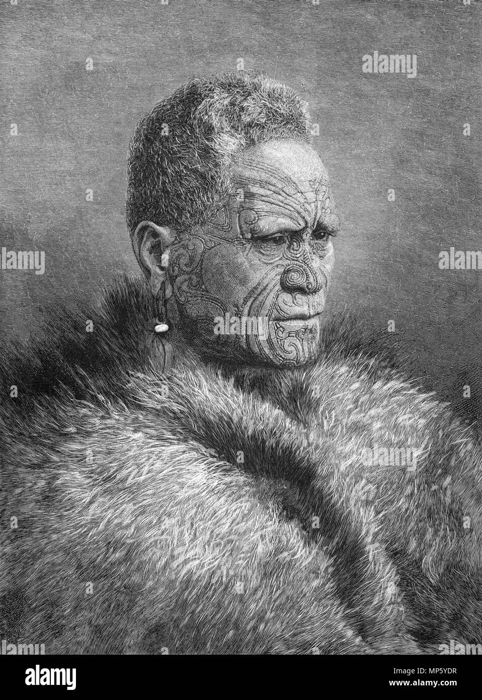 Maori chief from new zealand Black and White Stock Photos & Images - Alamy