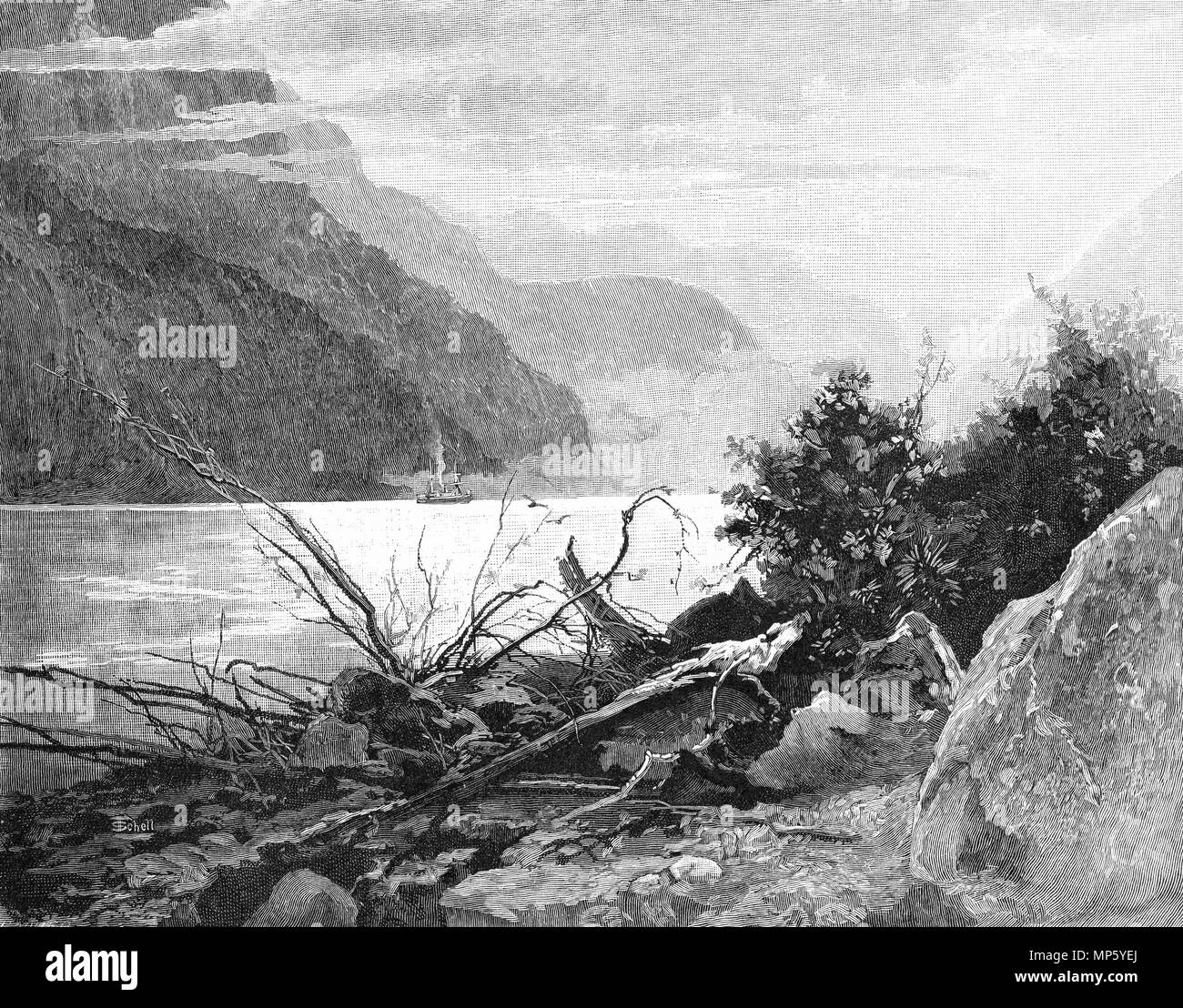 Engraving of Dusky Bay, Fiordland, New Zealand. From the Picturesque ...