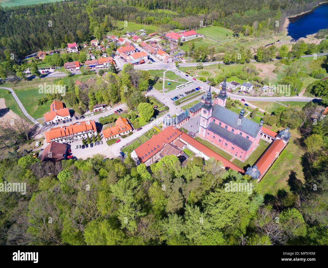 Aerial view of Baroque Marian Sanctuary in Swieta Lipka, Mazury - one ...