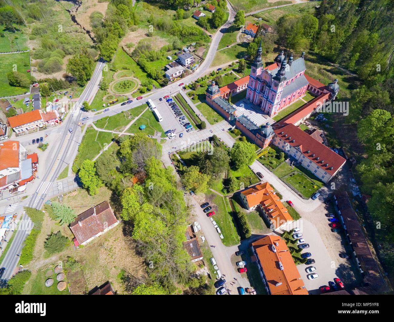 Aerial view of Baroque Marian Sanctuary in Swieta Lipka, Mazury - one ...