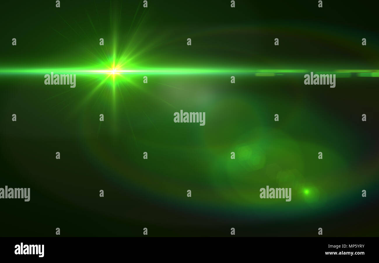 Green Lens Flare abstract Background.Design natural lens flare. Rays ...