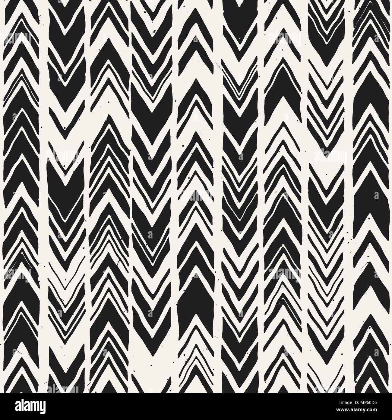 Vector seamless freehand pattern. Doodle monochrome print with hand ...