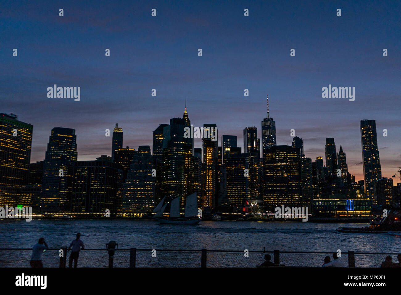 New York skyline at Night Stock Photo - Alamy