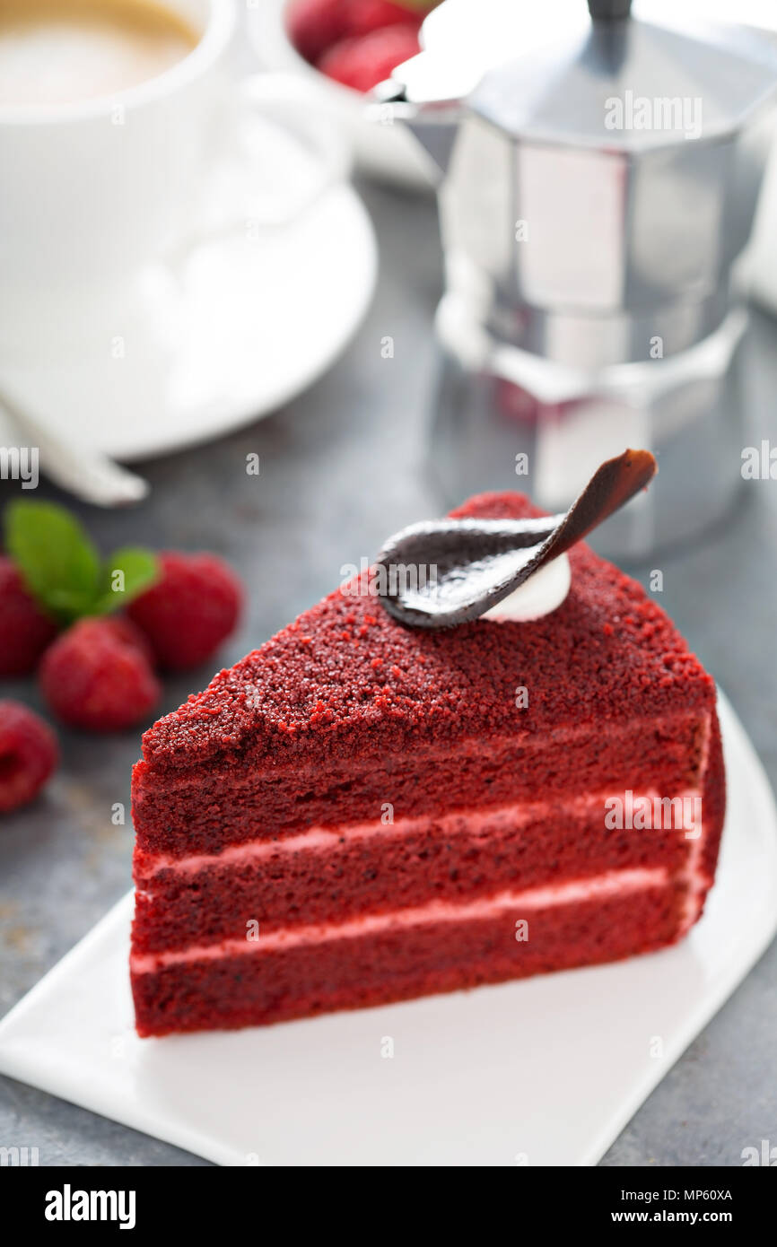 Red velvet cake slice Stock Photo - Alamy