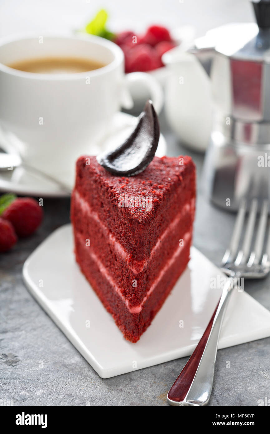 Red velvet cake slice Stock Photo - Alamy