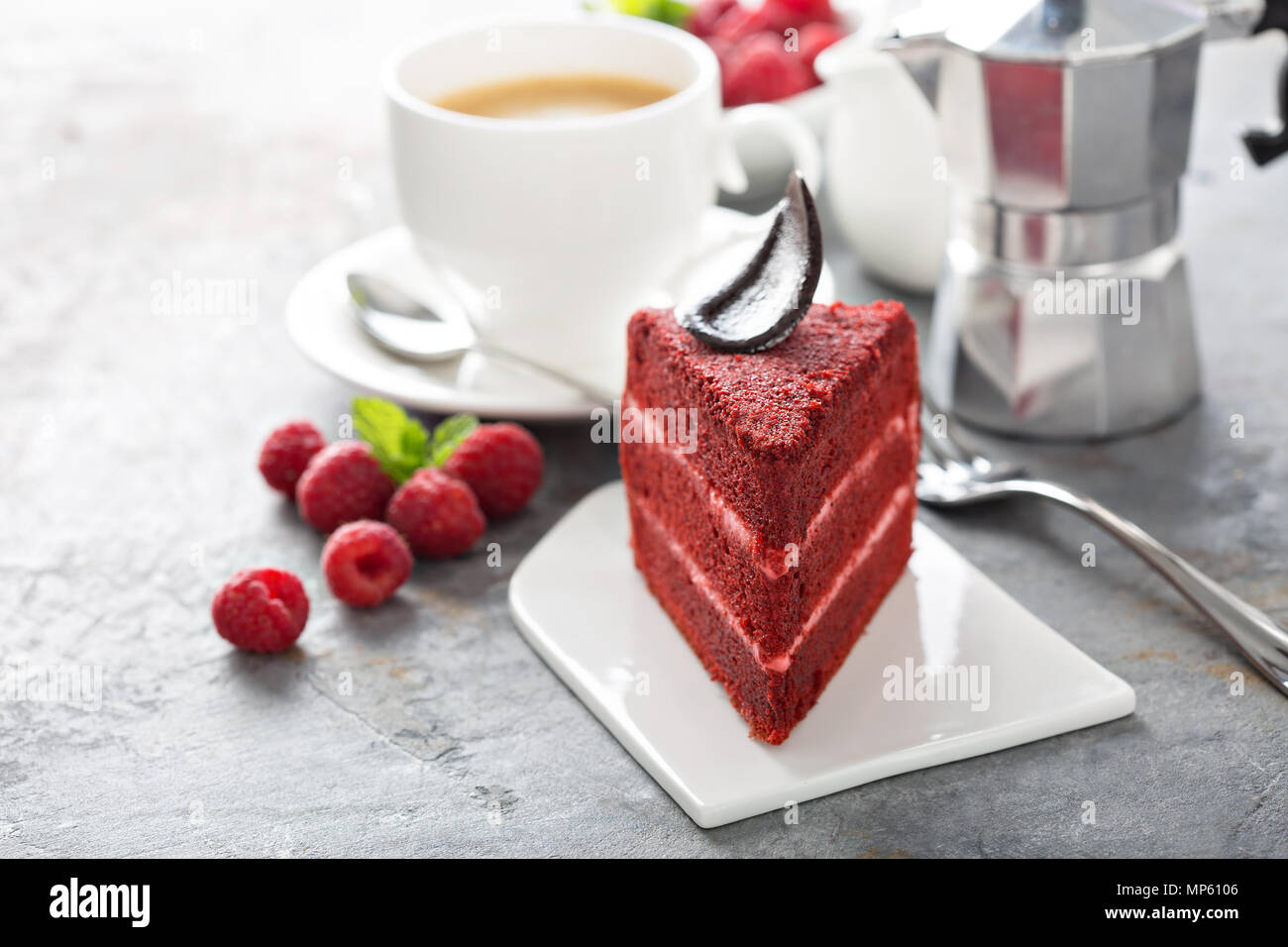 Red velvet cake slice Stock Photo - Alamy