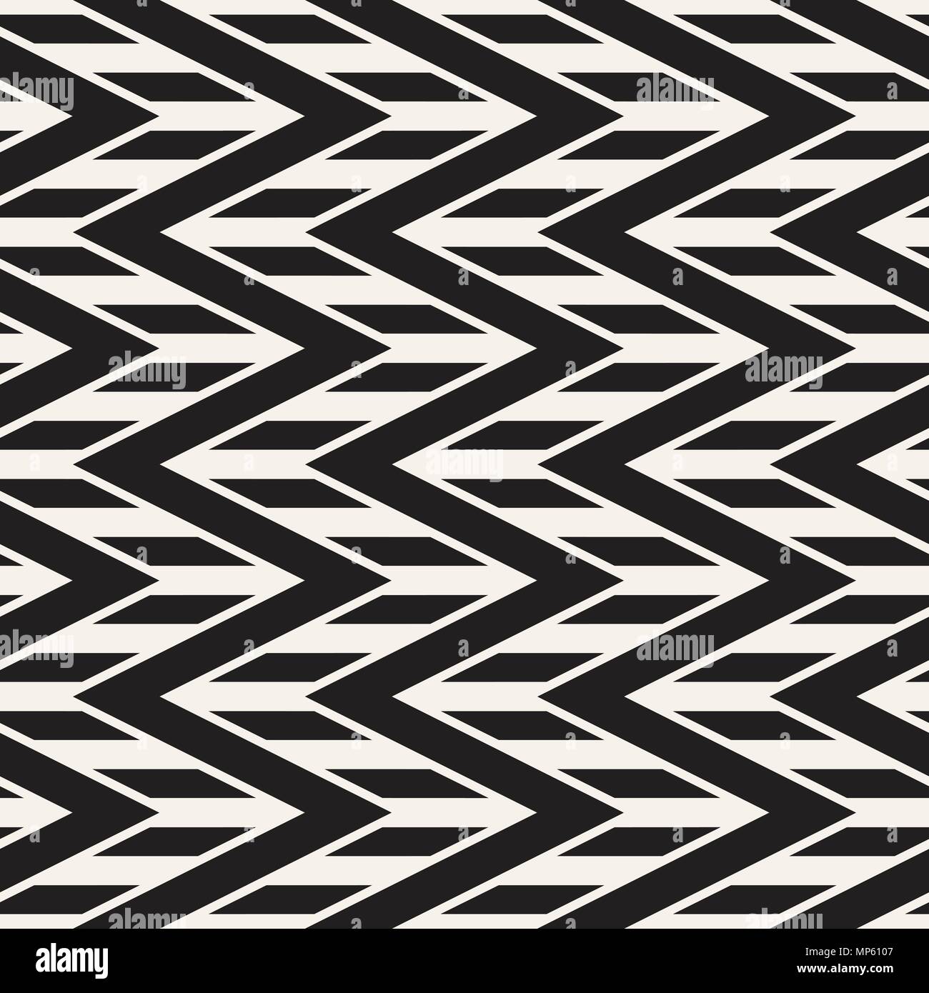 Vector seamless zigzag line pattern. Abstract stylish geometric background. Repeating monochrome ...