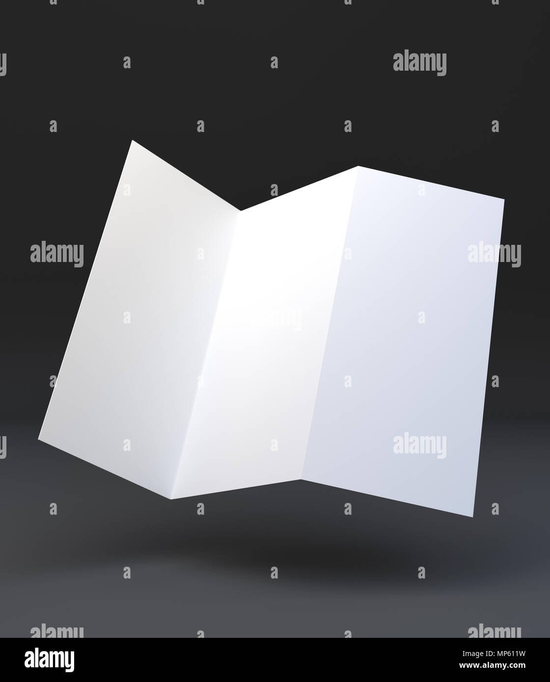 Tri-fold leaflet A4 mockup, DL brochure, DL flyer, 3D rendering Stock ...