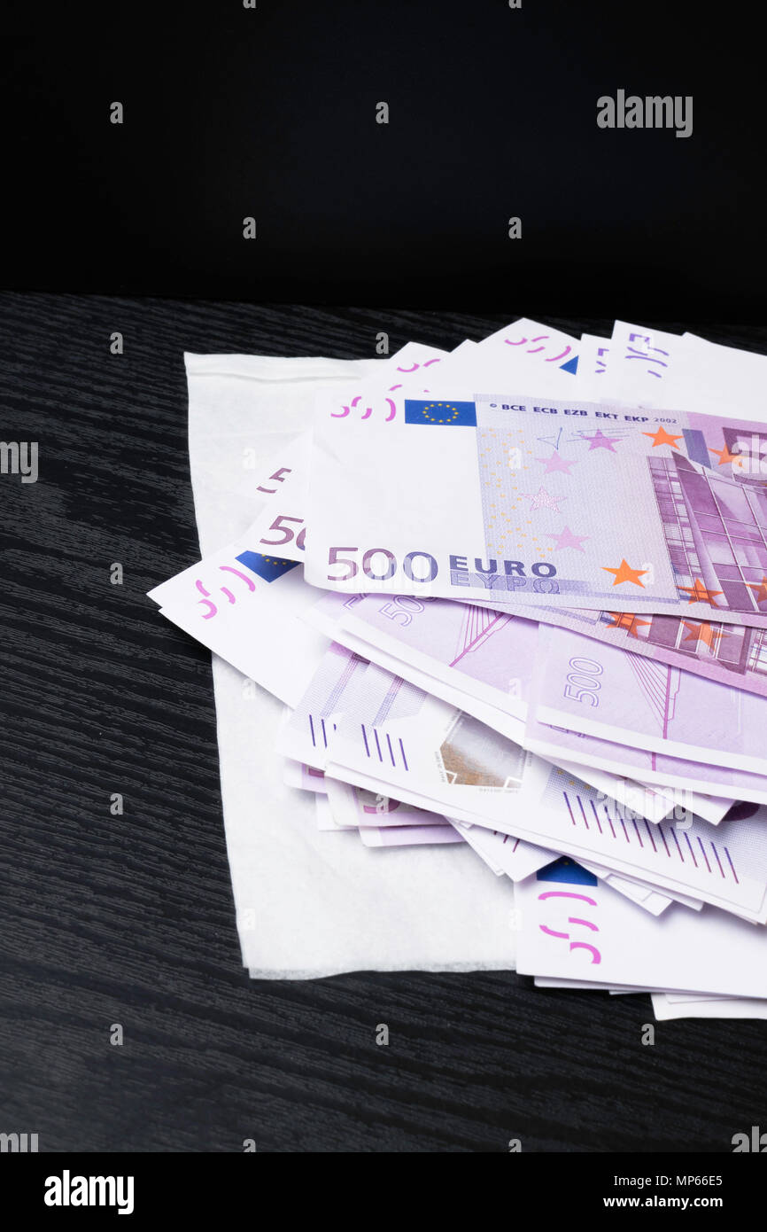Big amount of Five hundred notes of European Union Currency background ...