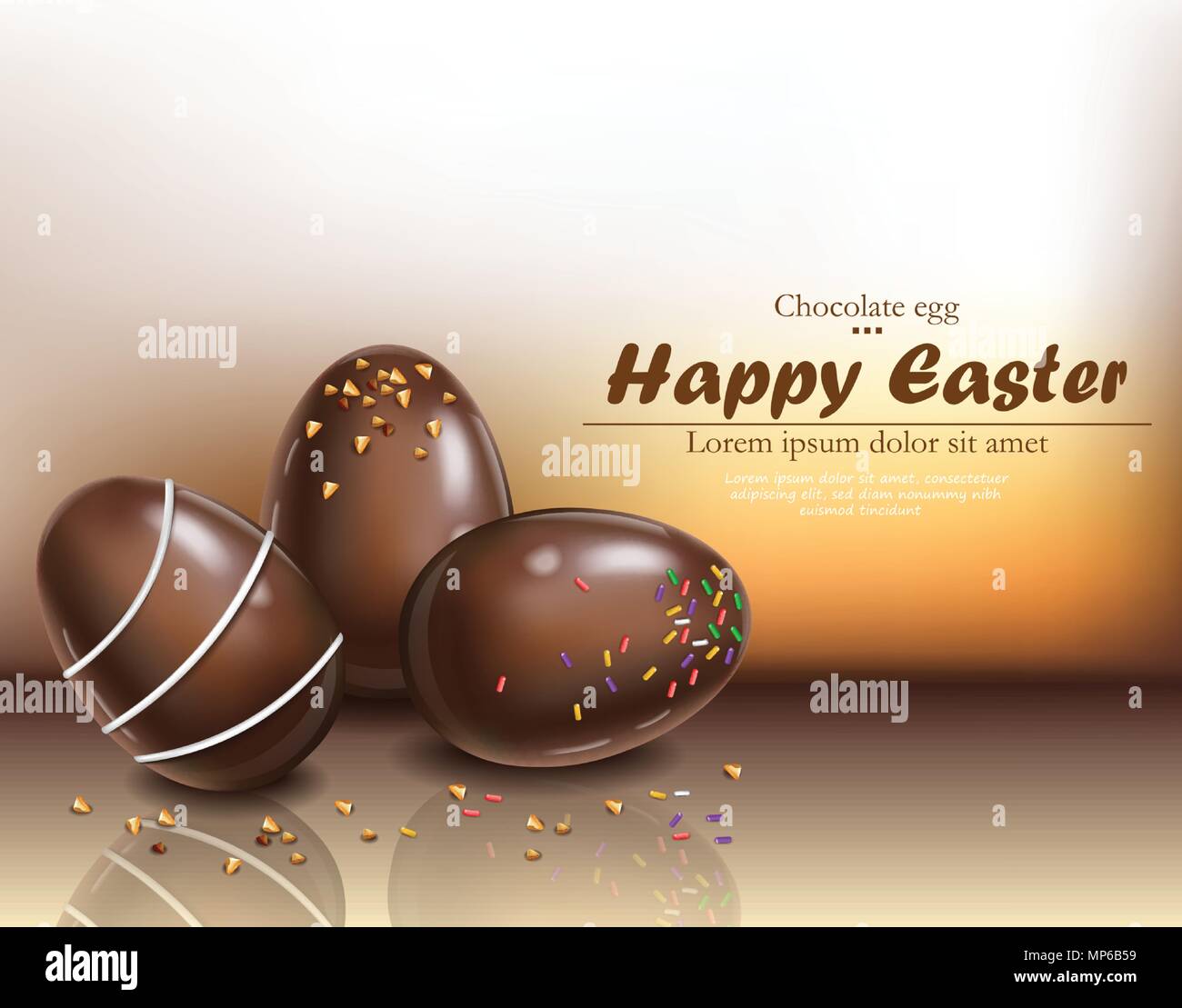 Happy Easter chocolate eggs card. Vector 3d realistic illustration ...