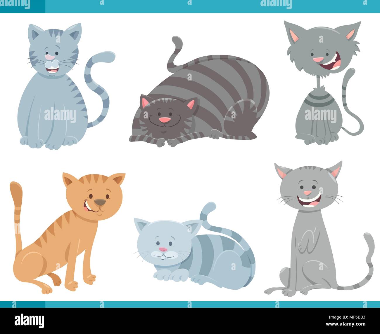 Cartoon Illustration of Cute Cats or Kittens Characters Set Stock ...