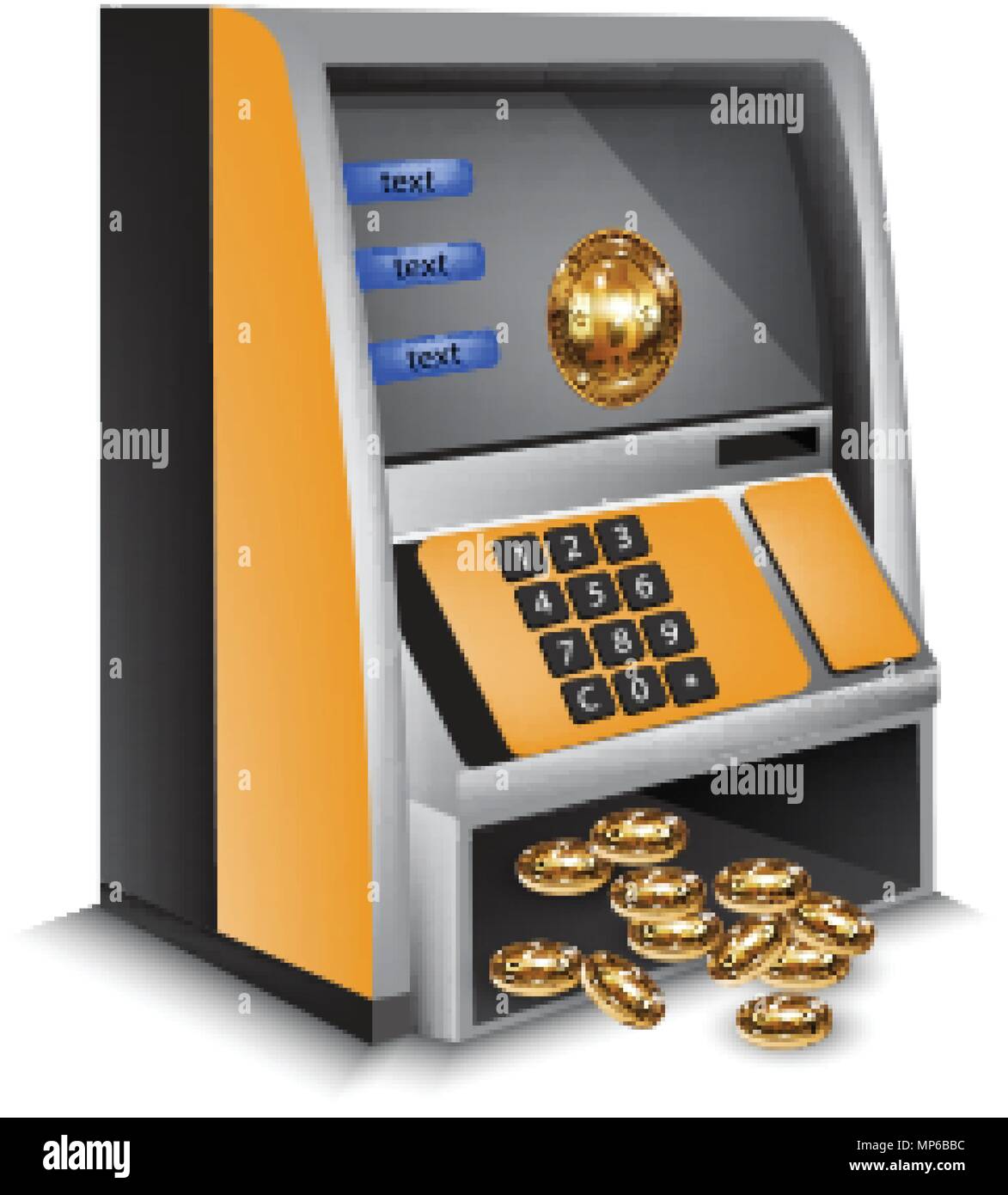 ATM bitcoins cash machine Vector illustration. Cryptocurrency tranfers ...