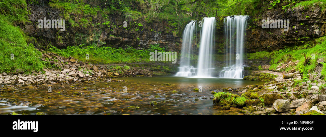 Sgwd yr Eira (Fall of Snow) waterfall on the Afon Hepste river in the ...