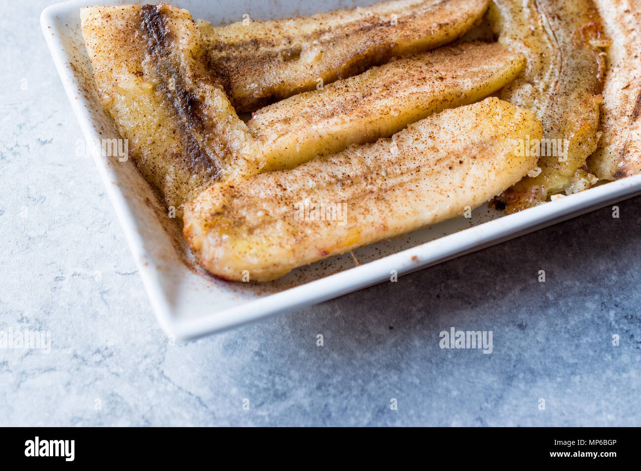 Homemade Sauteed Bananas with Cinnamon Powder. Organic Food Stock Photo ...
