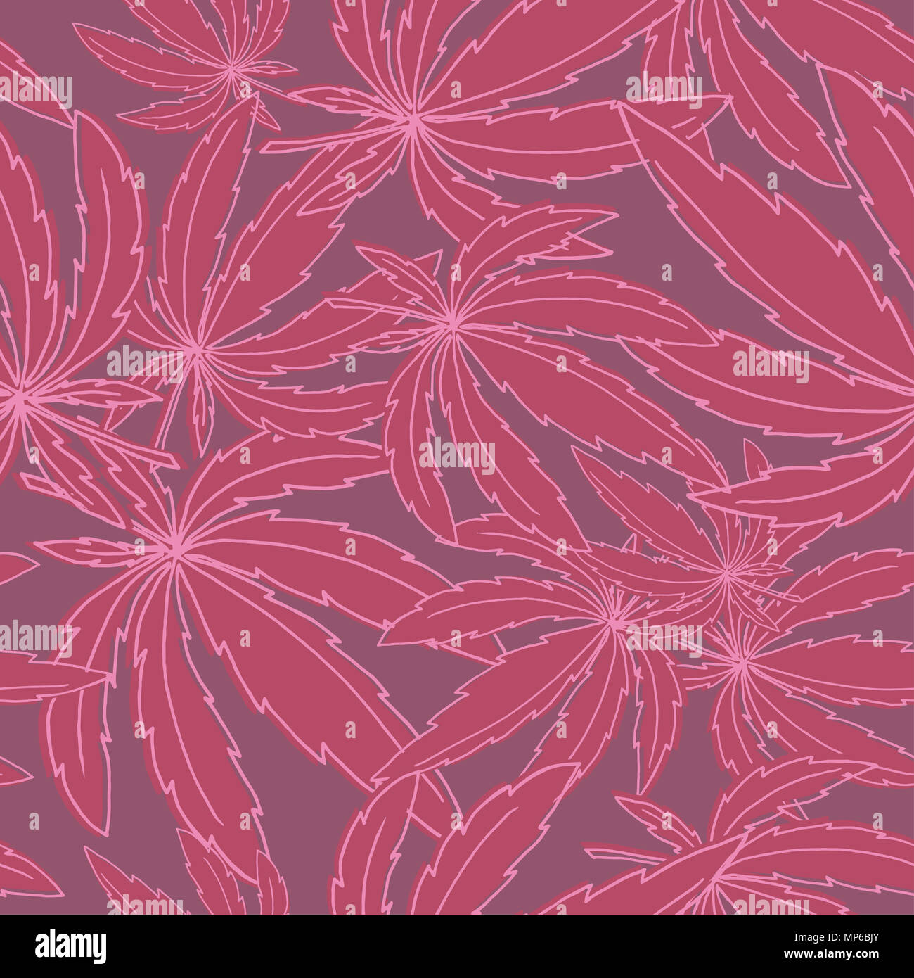 Seamless vector pattern with red marijuana leaves for wrapping ...