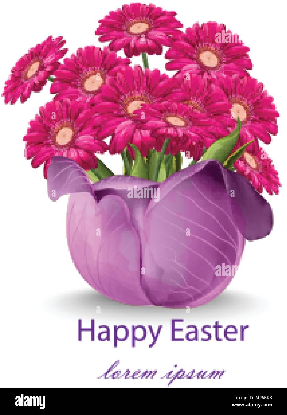 Happy Easter daisy flowers bouquet card Vector. Spring floral beauty ...