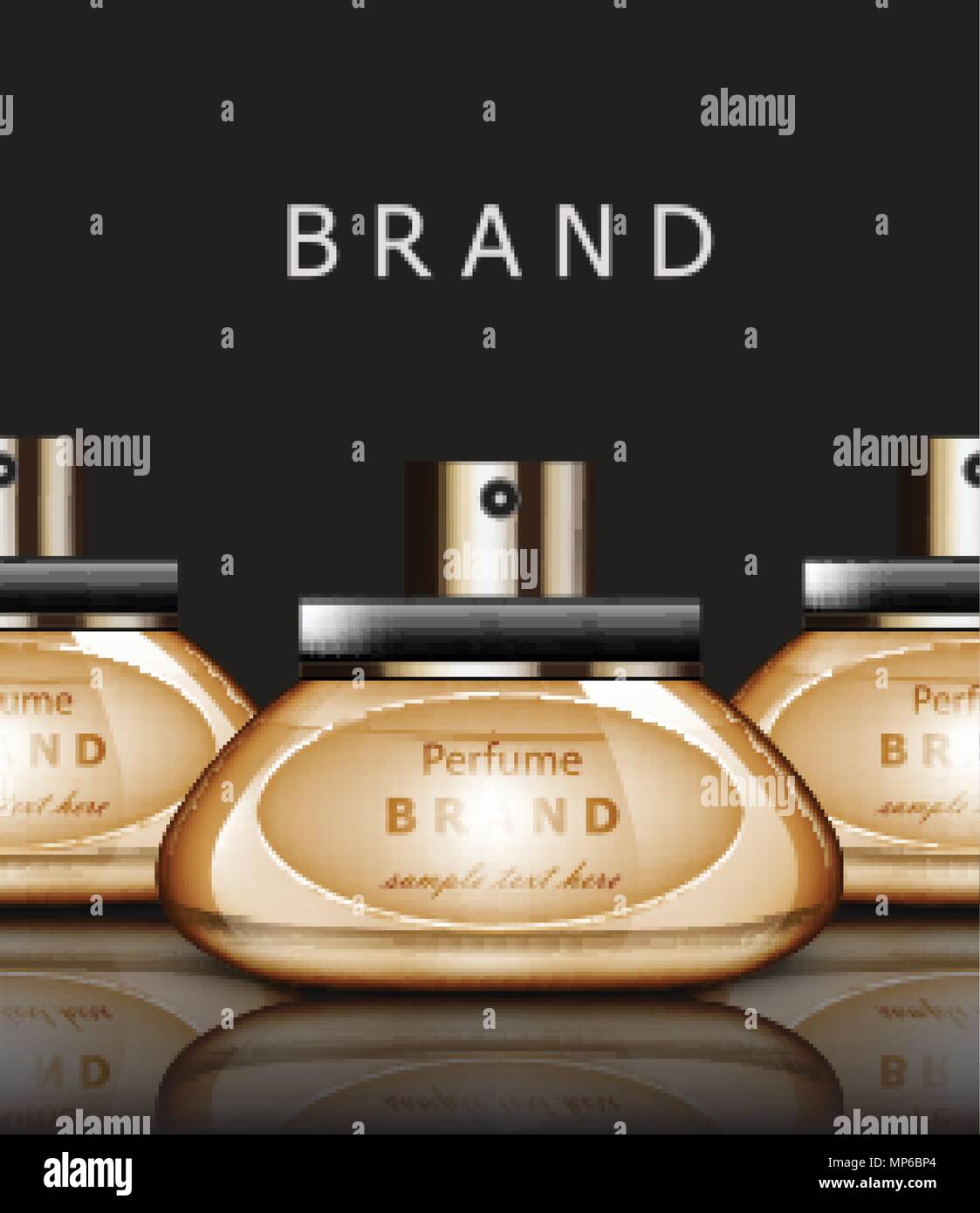 Golden Perfume realistic Vector packaging. Products label design mock ...