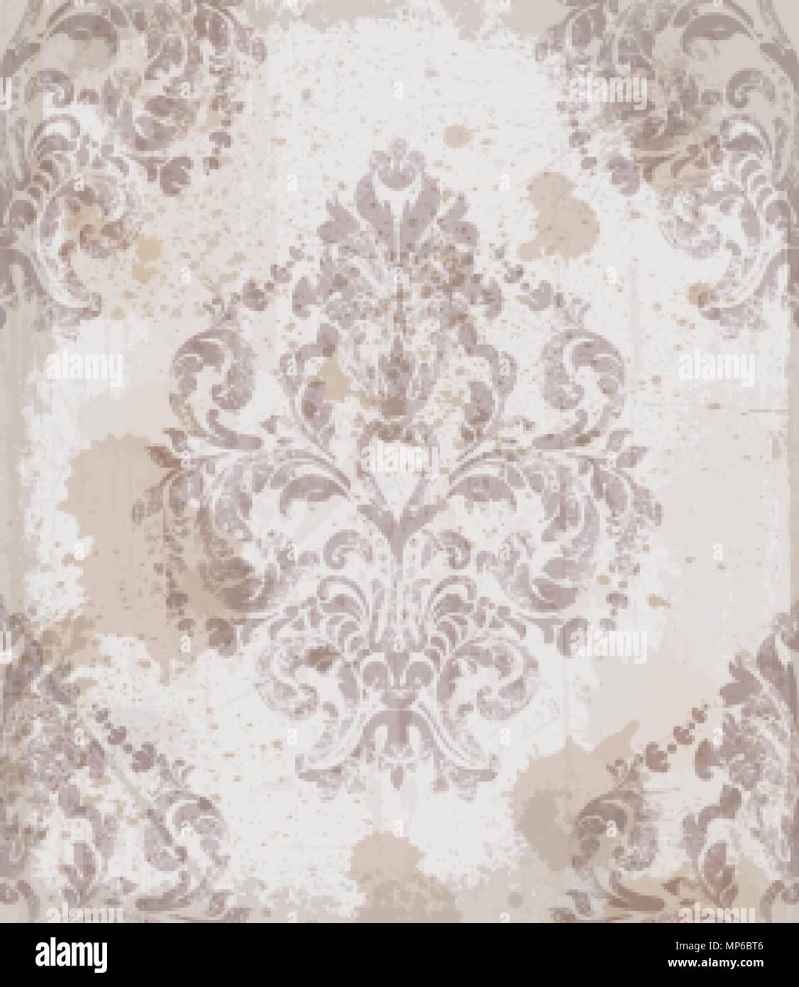 Damask old pattern ornament decor Vector. Baroque fabric texture ...