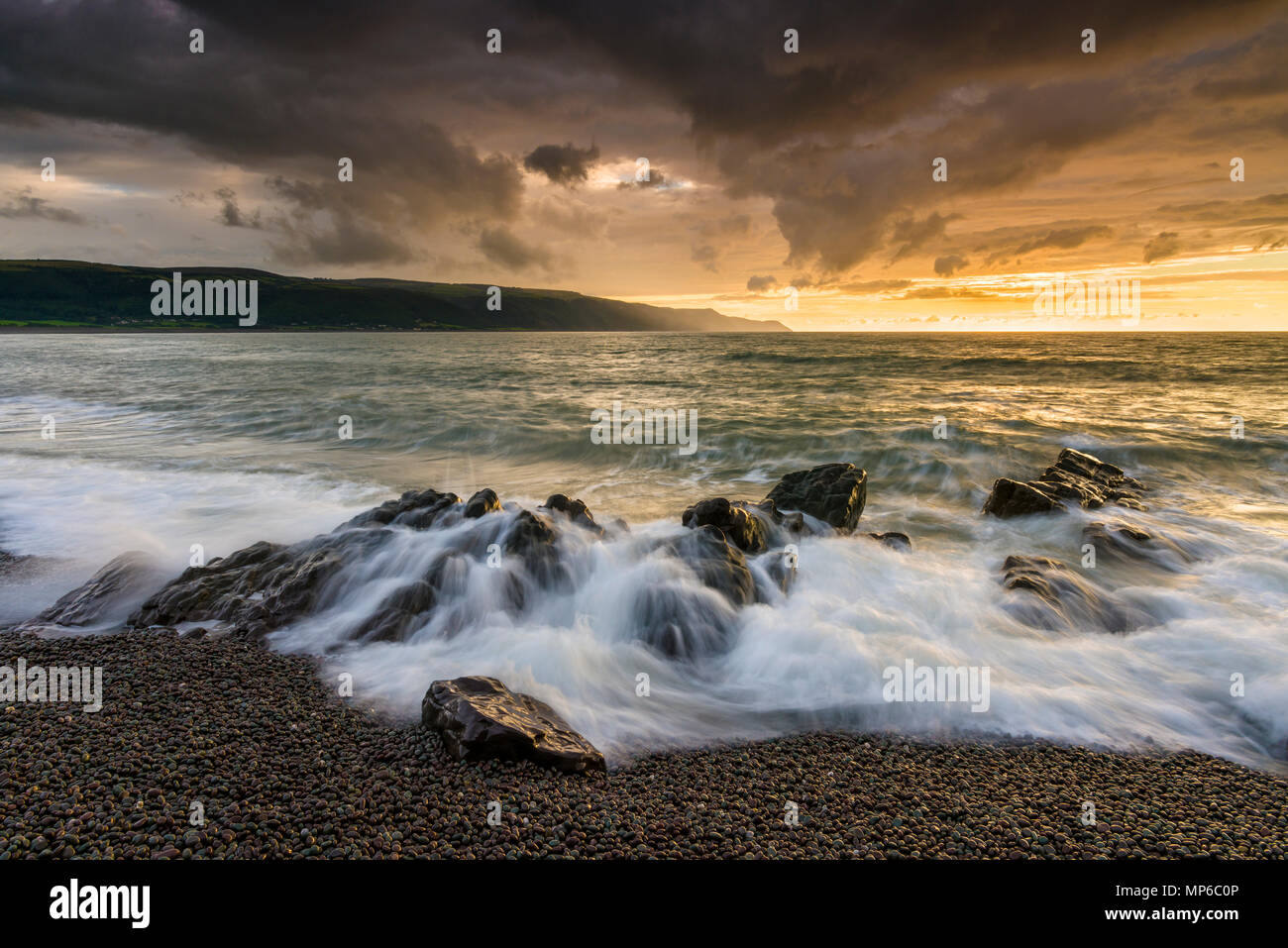 Bossington Beach in Porlock Bay. Exmoor National Park, Somerset ...
